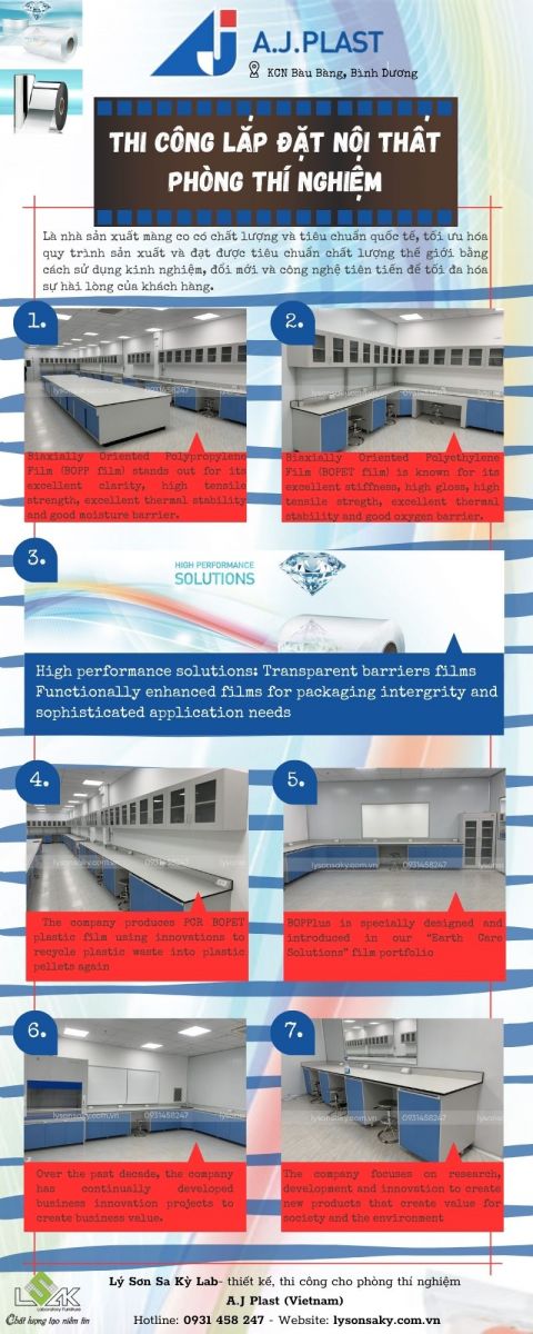 Thi công lắp đặt nội thất phòng thí nghiệm A.J.Plast Việt Nam